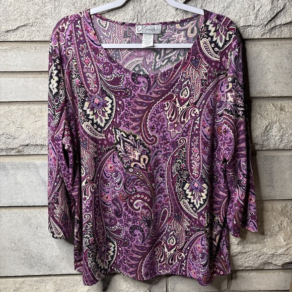 dressbarn | Tops | Dress Barn Woman Size 2x Purple Paisley Print 34 ...